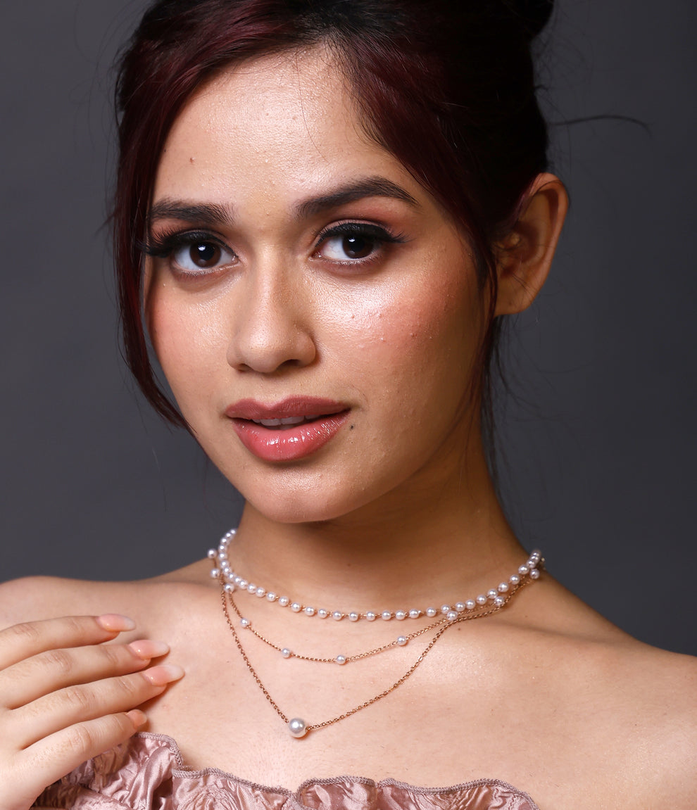 Elegant Three Layered Pearl Necklace – Jzee Jewellery